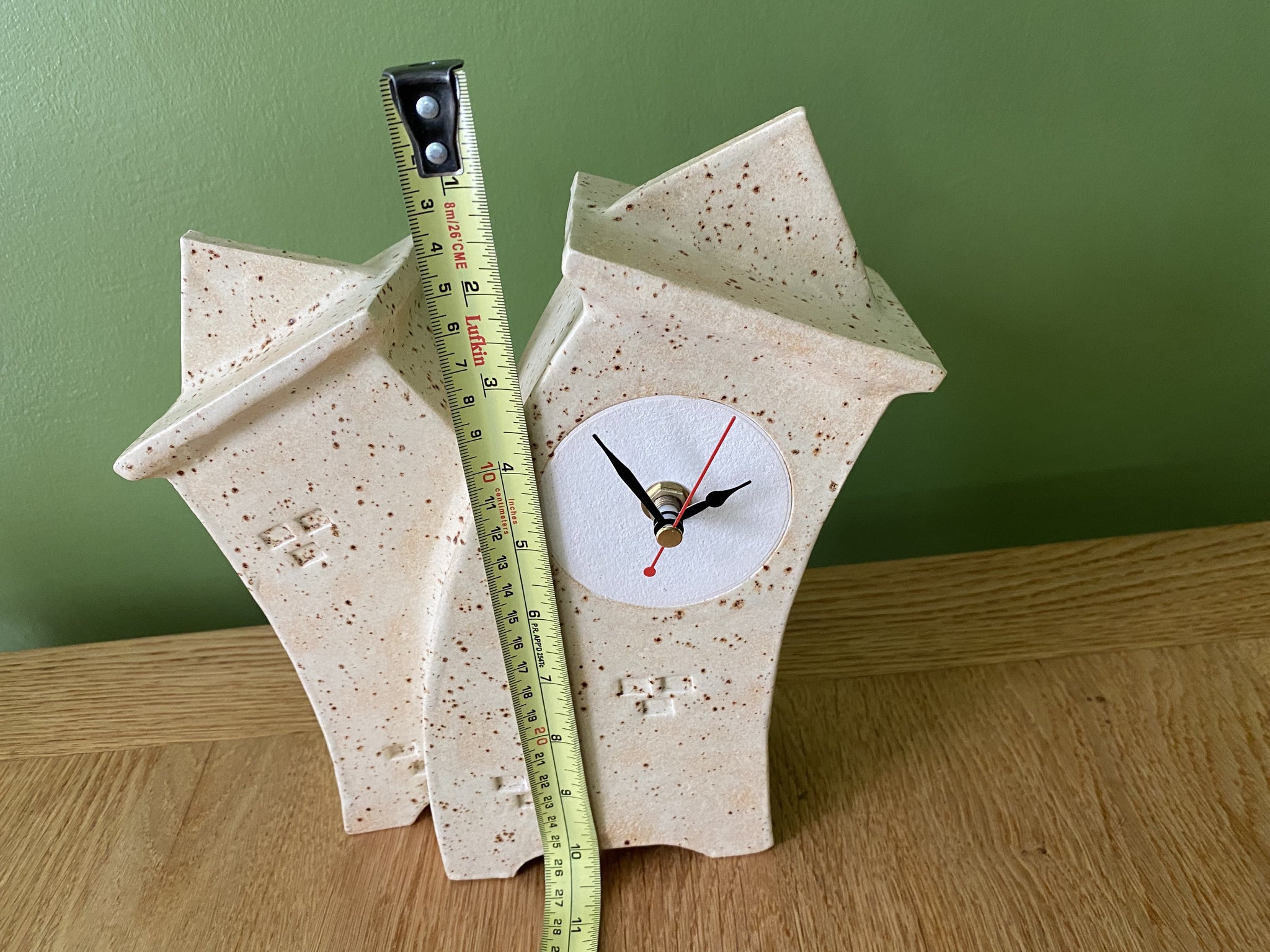 Double Ceramic Mantel Clock - Oatmeal Glaze – PeterBowenArt