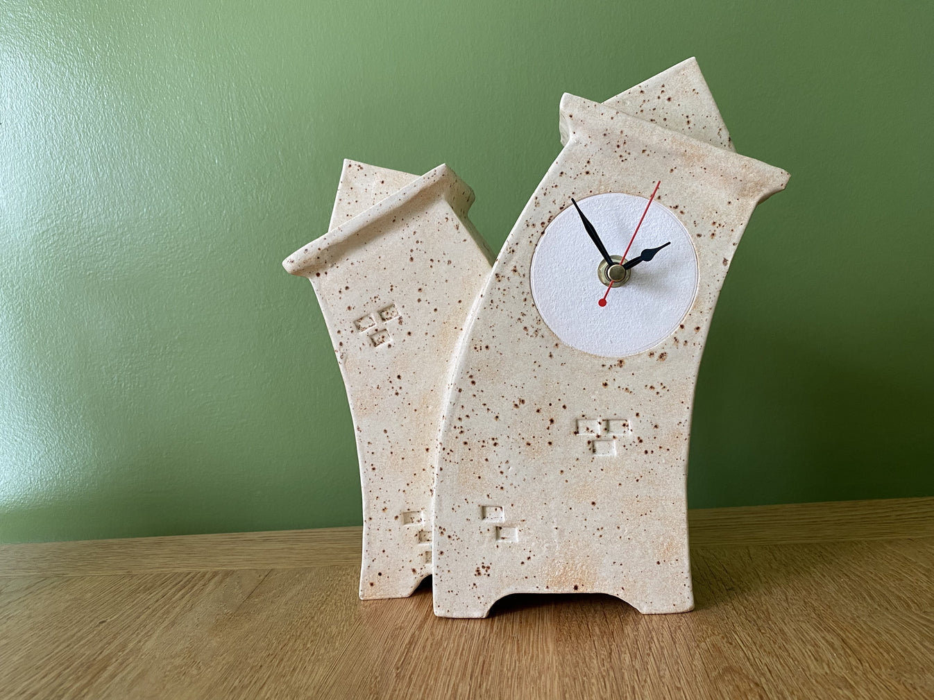 Double Ceramic Mantel Clock - Oatmeal Glaze – PeterBowenArt