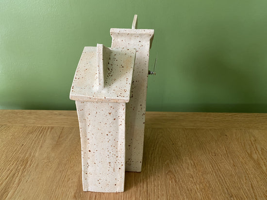 Double Ceramic Mantel Clock - Oatmeal Glaze – PeterBowenArt