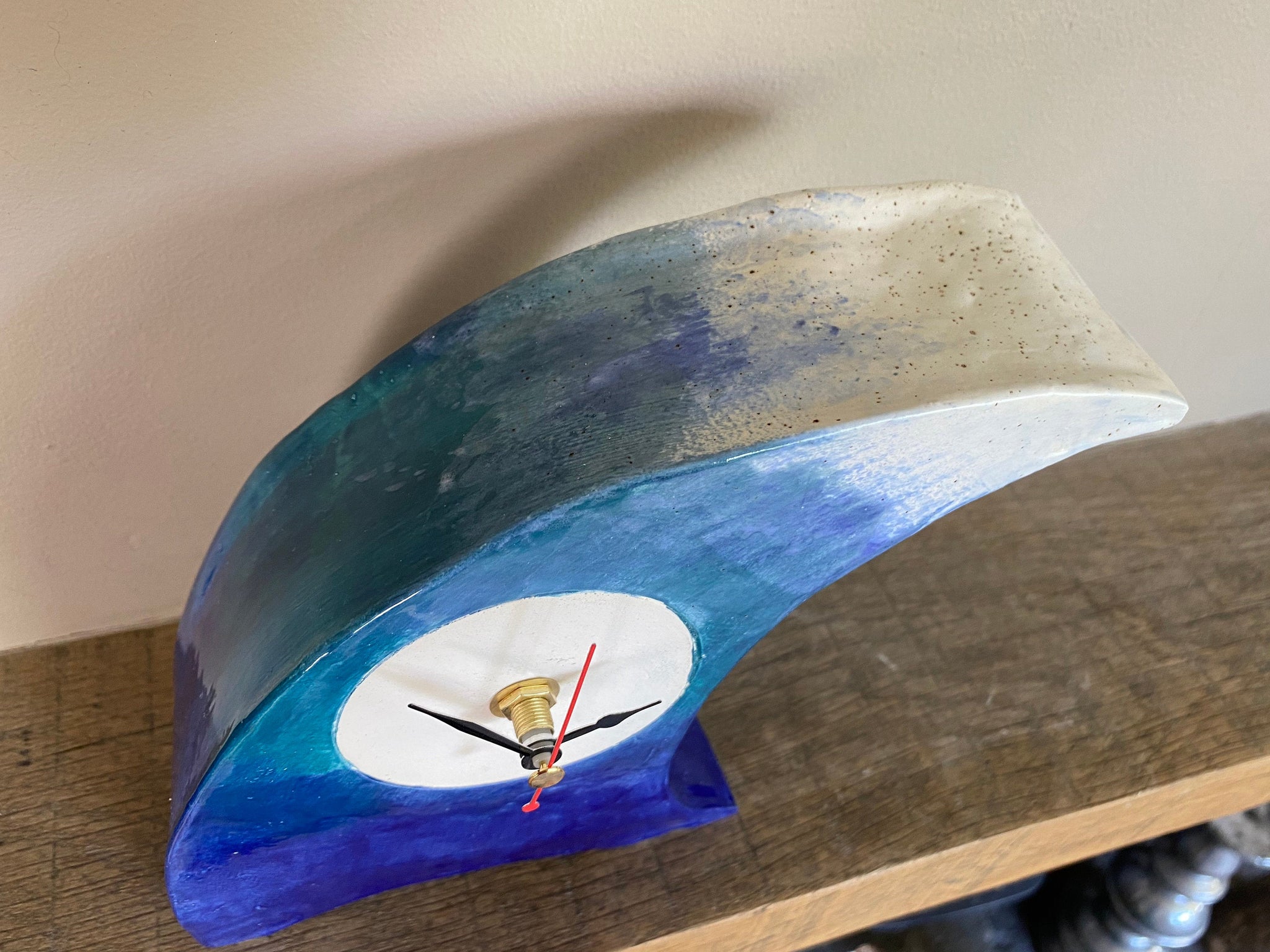 The Wave Wonky Ceramic Clock for Desk, Shelf, Mantel, Table – PeterBowenArt